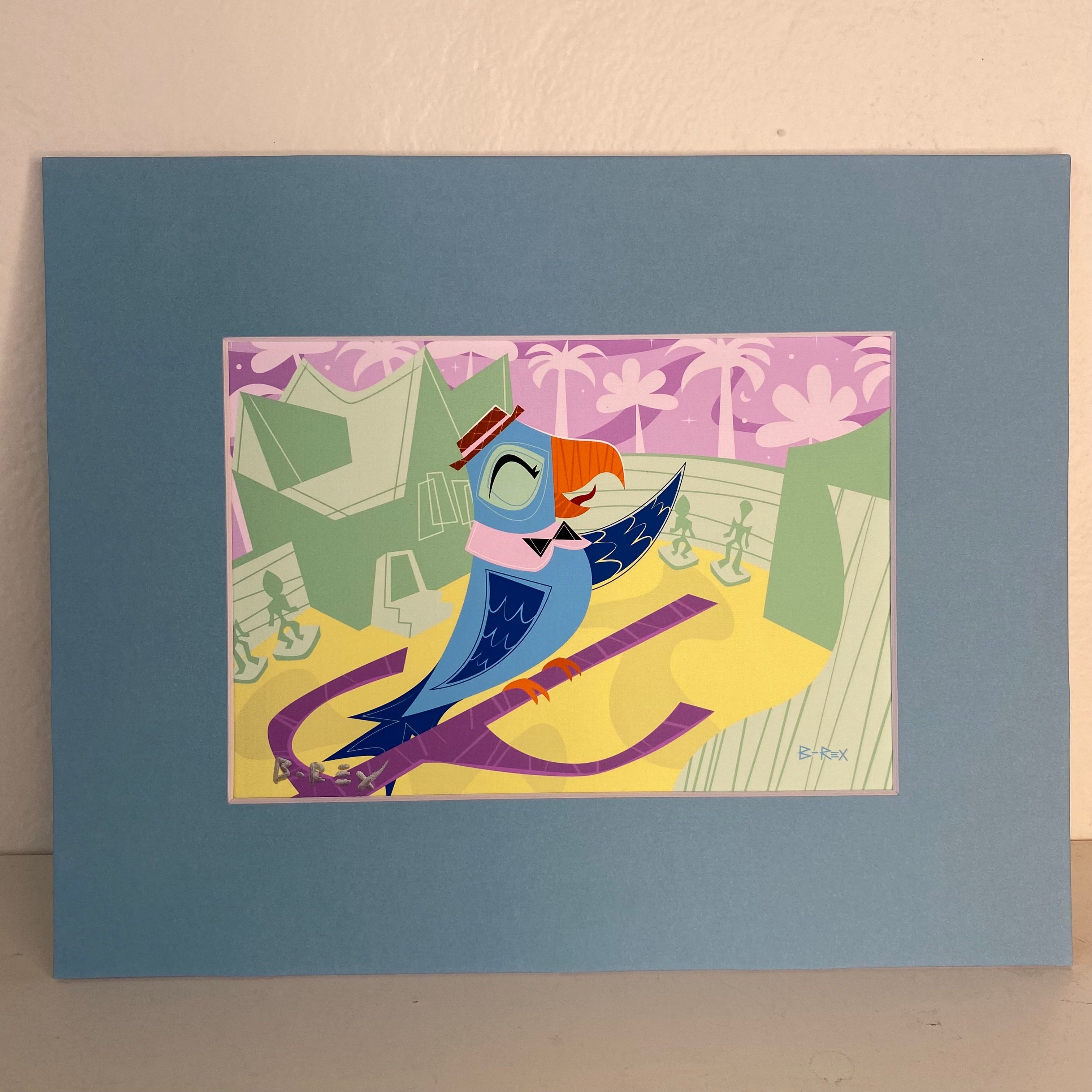 Matted Print: Barker Bird | B-Rex Outpost